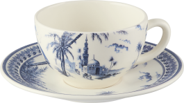 Gien Les Dépareillées Bleu Theekop en schotel 160 ml - set van 2